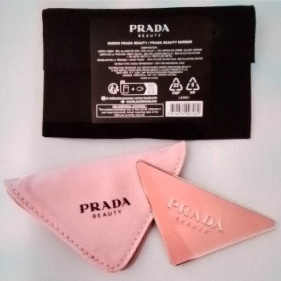 Prada | Other | Prada Beauty Pink Triangular Mirror Set Novelty Gwp ...